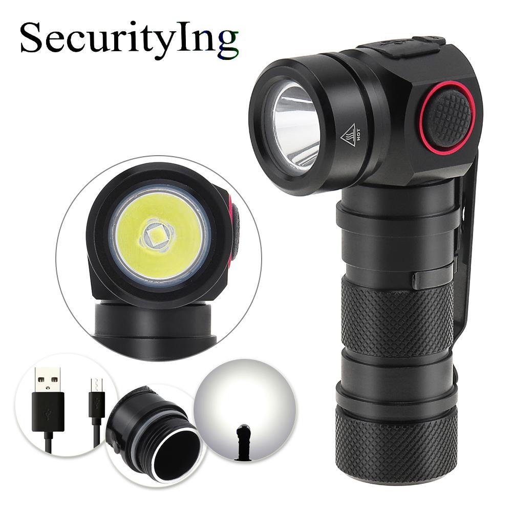 Buy H01 XP-L V5 LED USB 7 Modes Lights Rechargeable Right Angle Mini ...