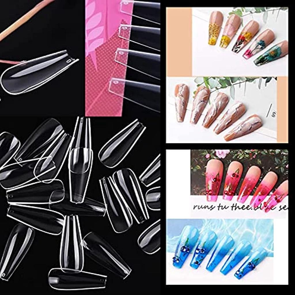 Cheap 500 Pieces 10 Different Sizes Faux Nails and Caps Acrylic Nail ...