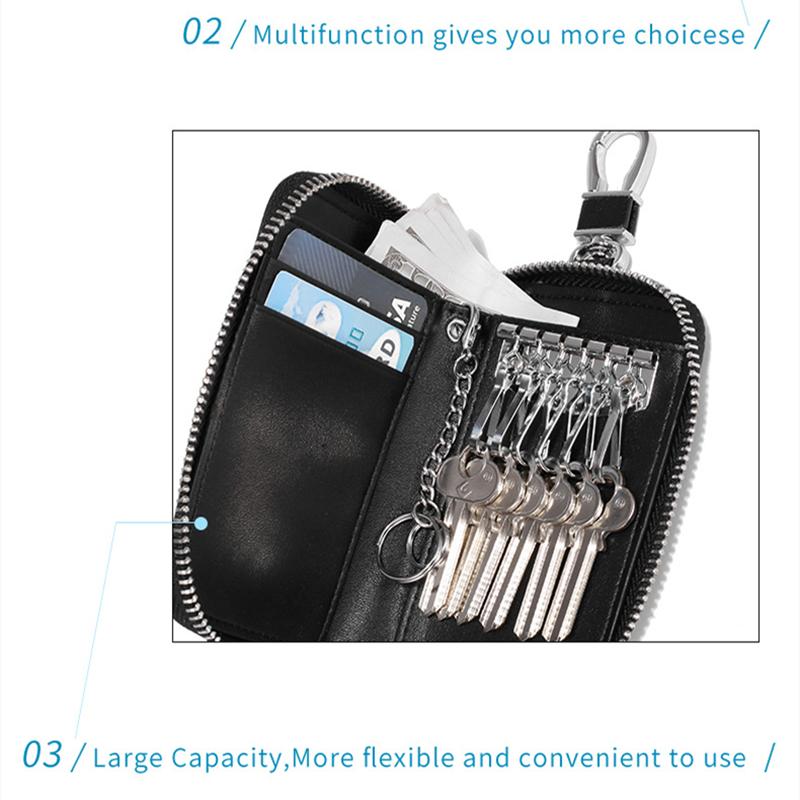 Buy Genuine Leather Keychain Men Women Key Holder Organizer Pouch Cow ...