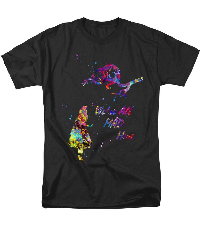 Erkekler Premium Pamuk alice baskı Tees Komik Harajuku Tarzı Taranmış ...