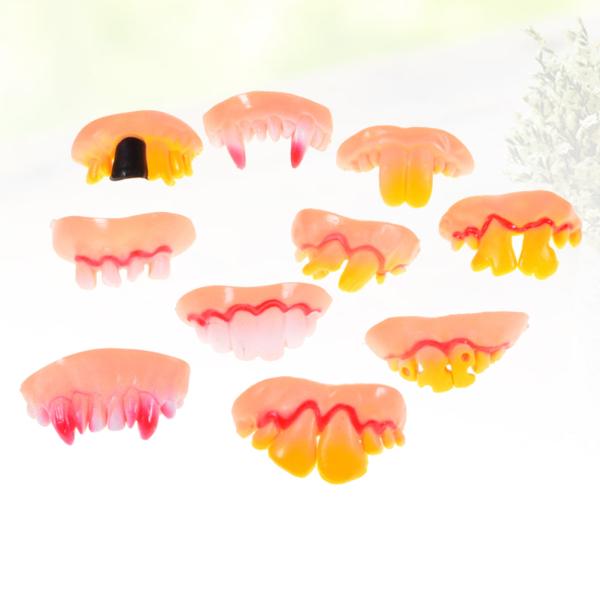 Buy 10pcs Fake Teeth Cosplay Dentures Halloween Decorative Rotten Tooth ...