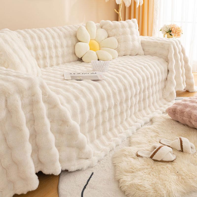 Buy High -End Rabbit Plush Fluffy Sofa Towel Cover Thickened Throw ...