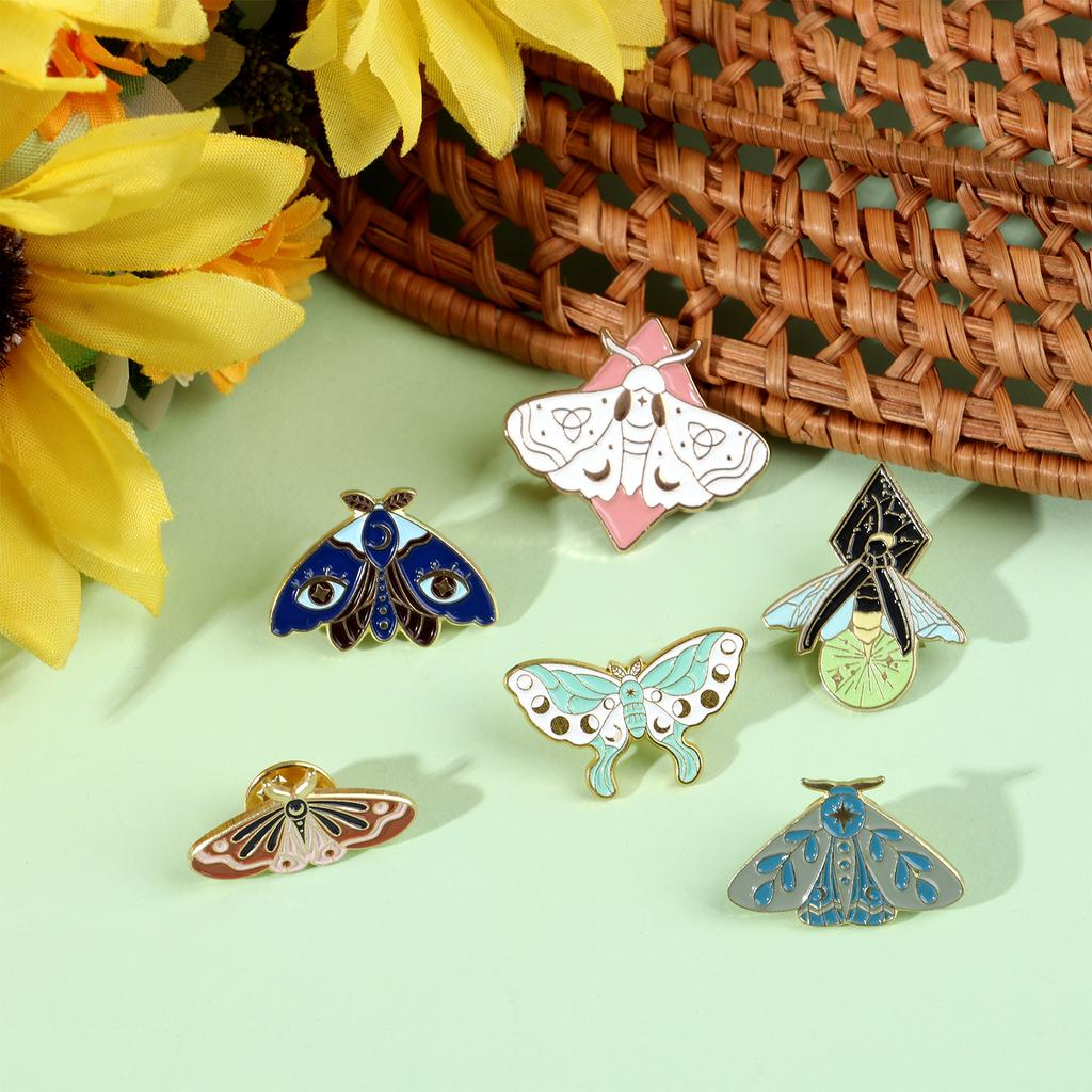 Buy 16 Pieces Butterfly Enamel Pins Luminous Moth Backpack Pins Jackets ...