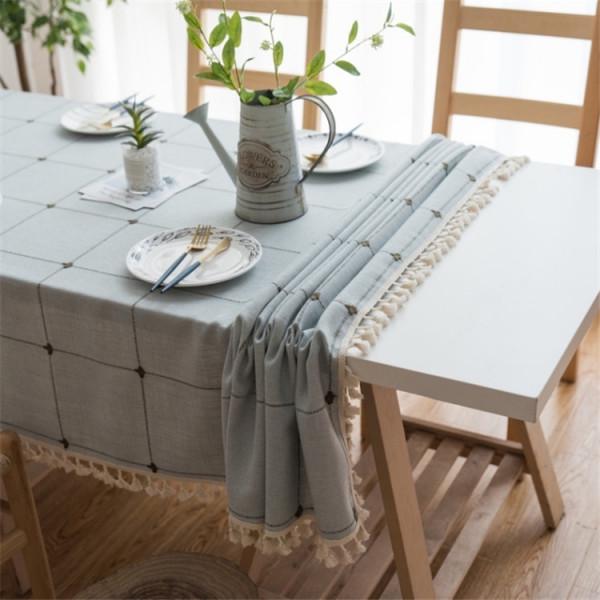 Buy Nappe de table basse rectangulaire en coton de couleur pure avec ...