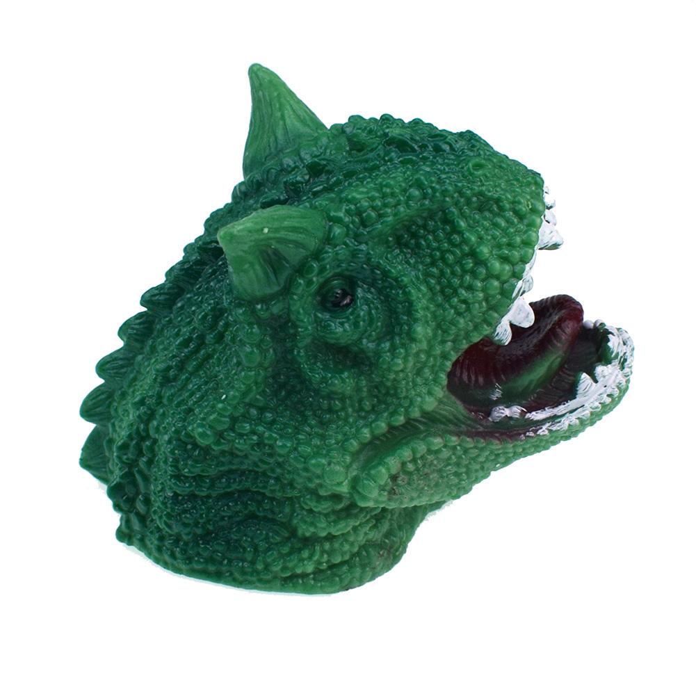 Buy TPR Soft Rubber Simulation Green Dinosaur Head Hand Puppet Finger ...