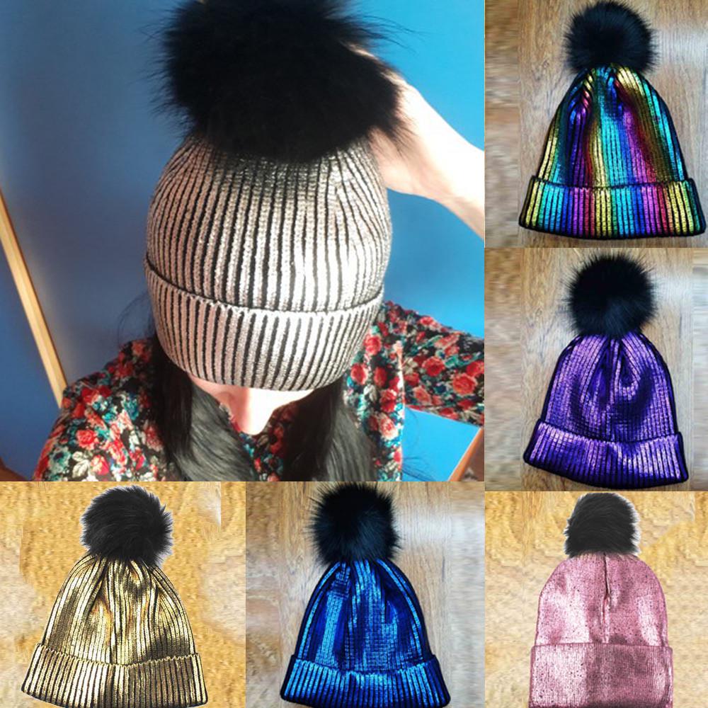 Buy Fashion Unisex Solid Color Hot Stamping Pinstrip Knit Cap Warm Cap ...