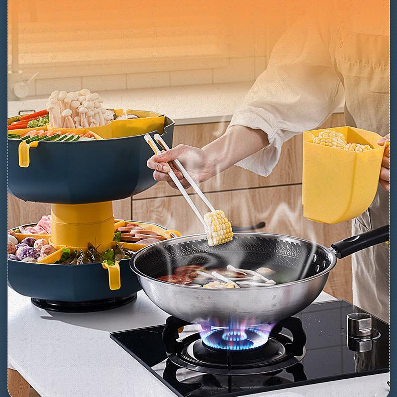 Buy New Rotating Hot Pot Dish Multifunctional Multi-Grid Basket ...