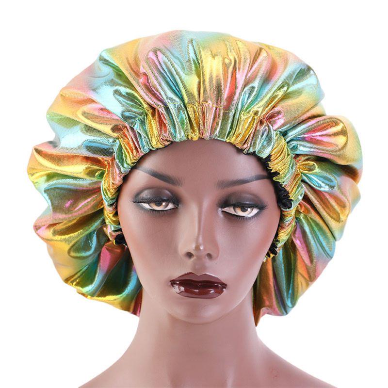 Buy Women Rainbow Holographic Metallic Night Sleep Cap Reversible Large ...