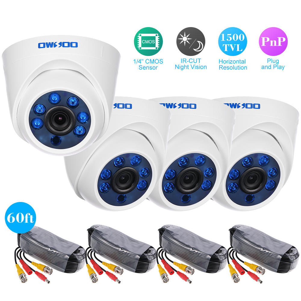 Koupit 4*720p 1500tvl Ahd Indoor Dome Cctv Camera + 4*60ft Surveillance ...
