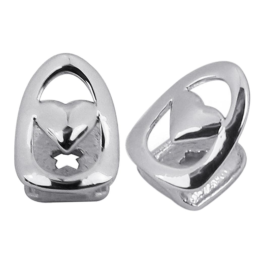 Buy 18k 2 Pcs Single Top Hollow Heart Shaped Mouth Teeth Grills Caps ...