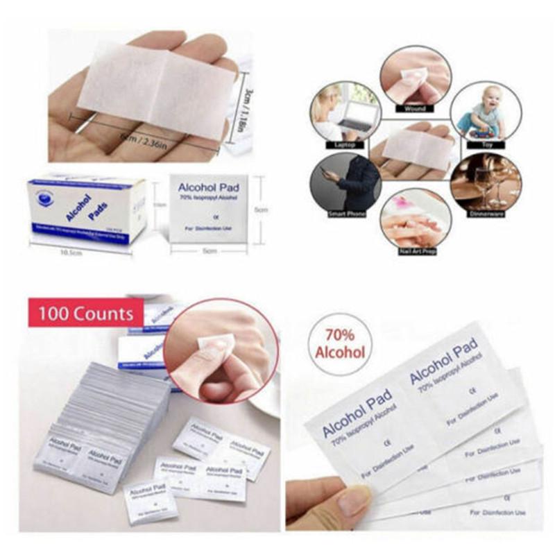 Buy 100pcs Disposable Alcohol Cotton Pad Portable Disinfect Mini Pad 75 ...