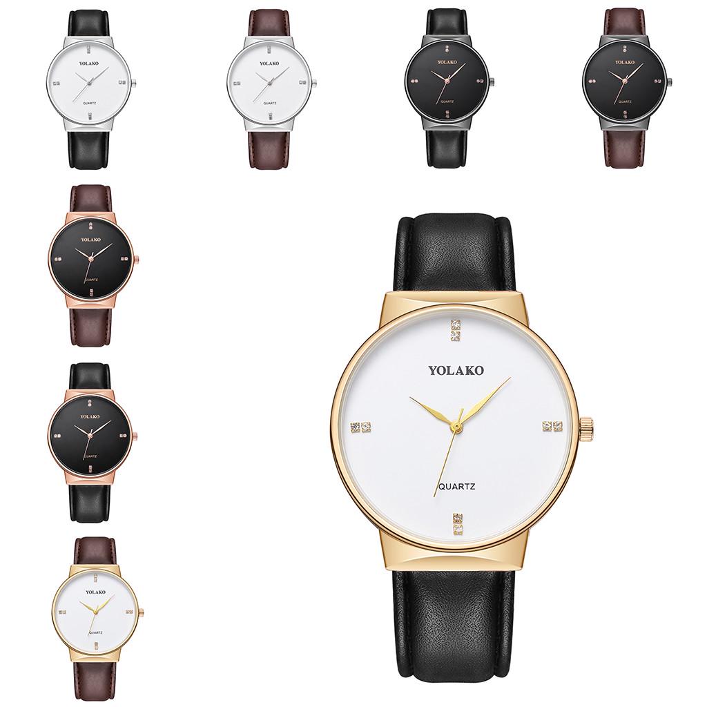 Buy YOLAKO Men's Casual Quartz Leather Band Newv Strap Watch Analog ...