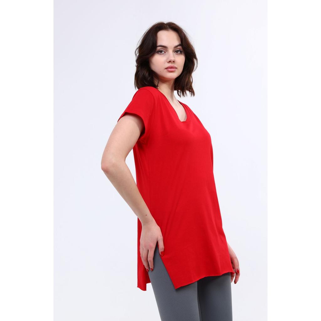 Buy Women V-Neck And Slit T-Shirt White at affordable prices — free ...