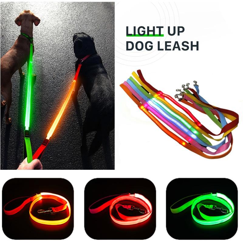 Cheap LED Glowing Pet Leashes Rechargeable Luminous Adjustable Outdoor ...