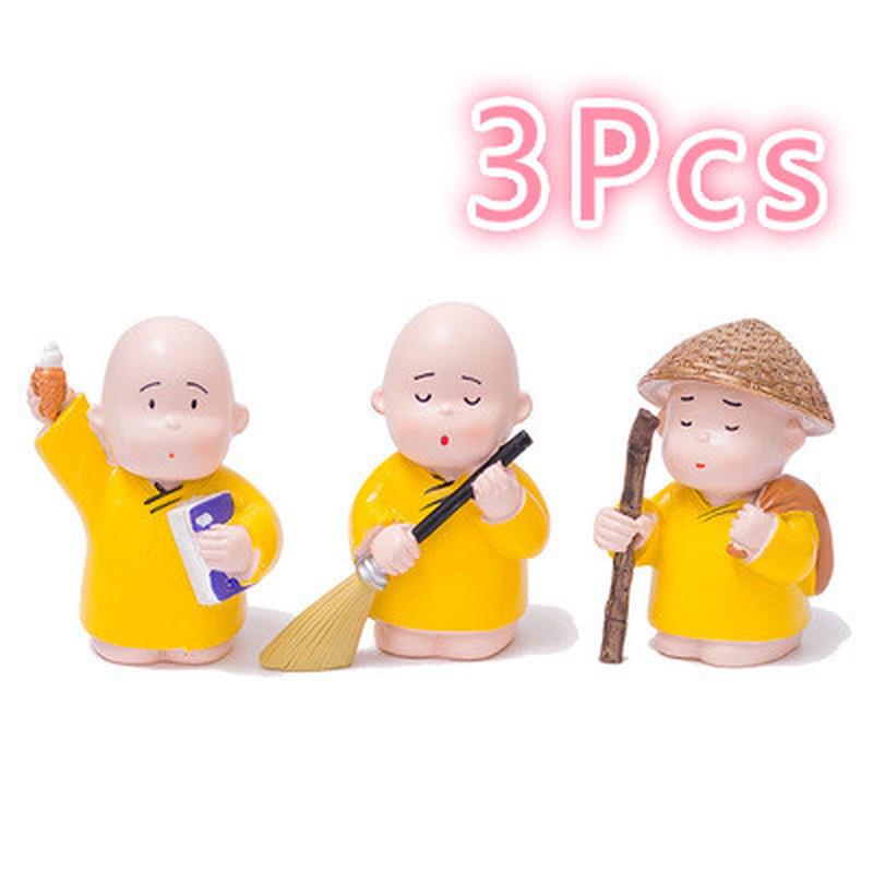 Buy 3 Pcs/Set Small Monks Figurines Miniatures Home Car Office Desktop ...