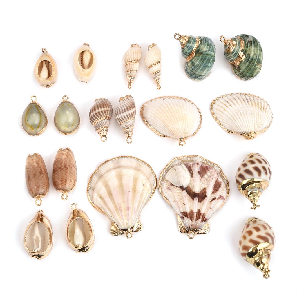 20 Pieces of Gold-rimmed shell charm pendant, a gift for women uygun ...