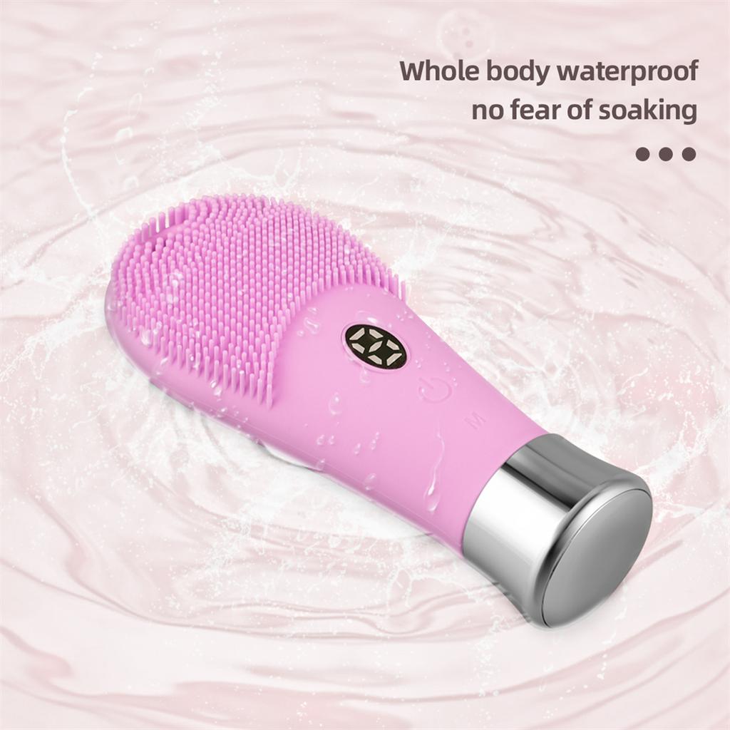Silicone Facial Cleansing Brush Hot Compress Sonic Vibrating Face Brush ...