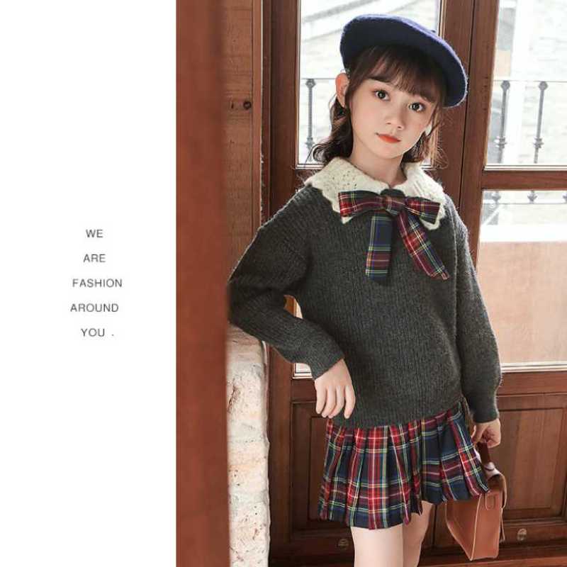 Buy Autumn Winter Girl Korean Sweet Cute Warm Sweater Short Skirt Set ...