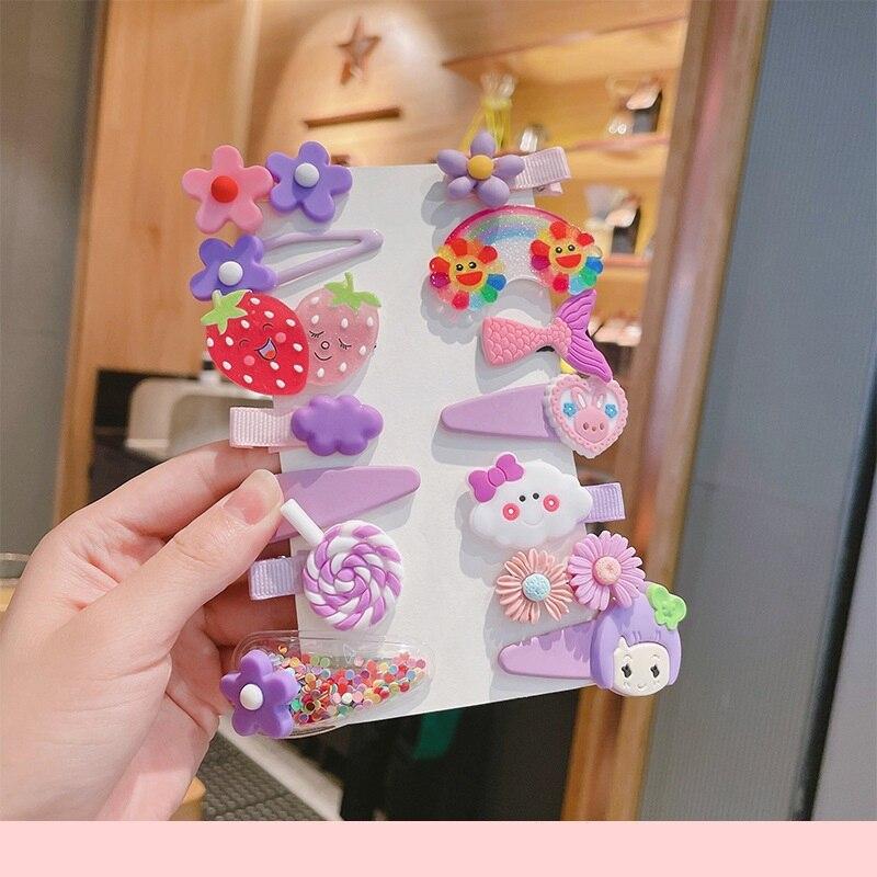 Buy 14 Pcs/Set Girl Cute Colorful Cartoon Flower Bow Hair Clips Kids ...