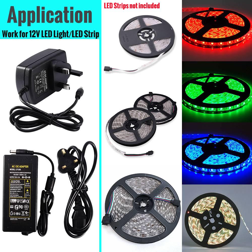 Buy Lighting Transformers 12V5A Power Supply Adapter Converter Charger ...