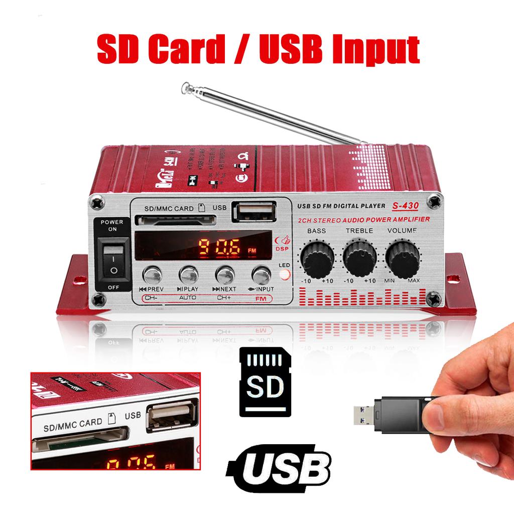 Buy 600W Bluetooth Power Amplifier USB/SD Music Player Theater FM Radio ...