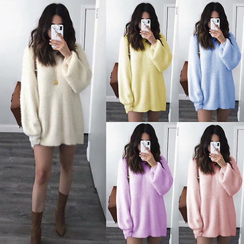 Buy Fashion Autumn Winter Solid Color Warm Long-sleeved All Match ...
