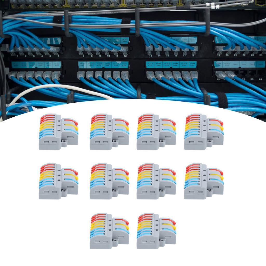 Buy 10Pcs Wire Block Clamp Terminal 3‑in‑9‑out Quick Wiring Electrical ...