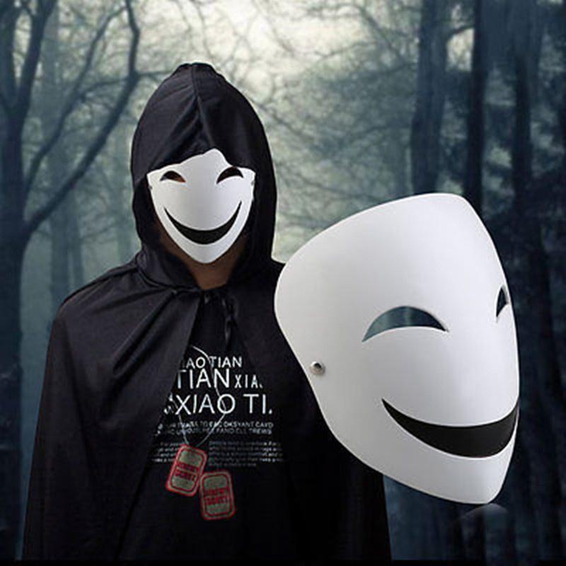 Buy Halloween White Smile Face Resin Scary Masks Black Bullet Cosplay ...