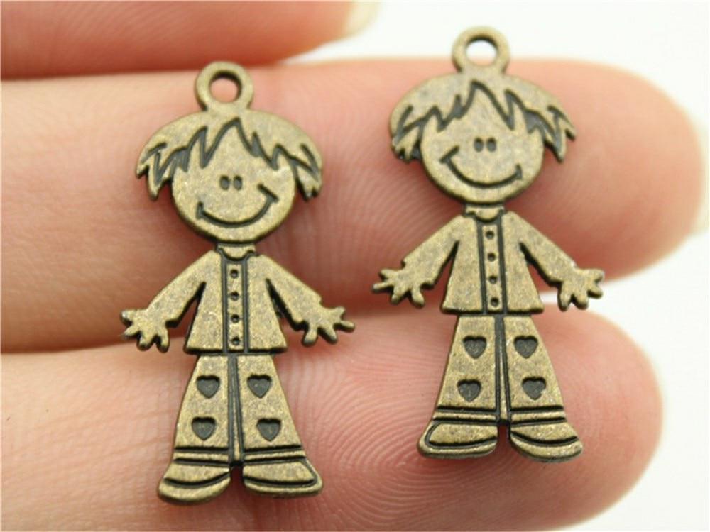 Buy 12 Pieces Metal Pendant Charms Double Sided Boy 26x15mm Supplies ...