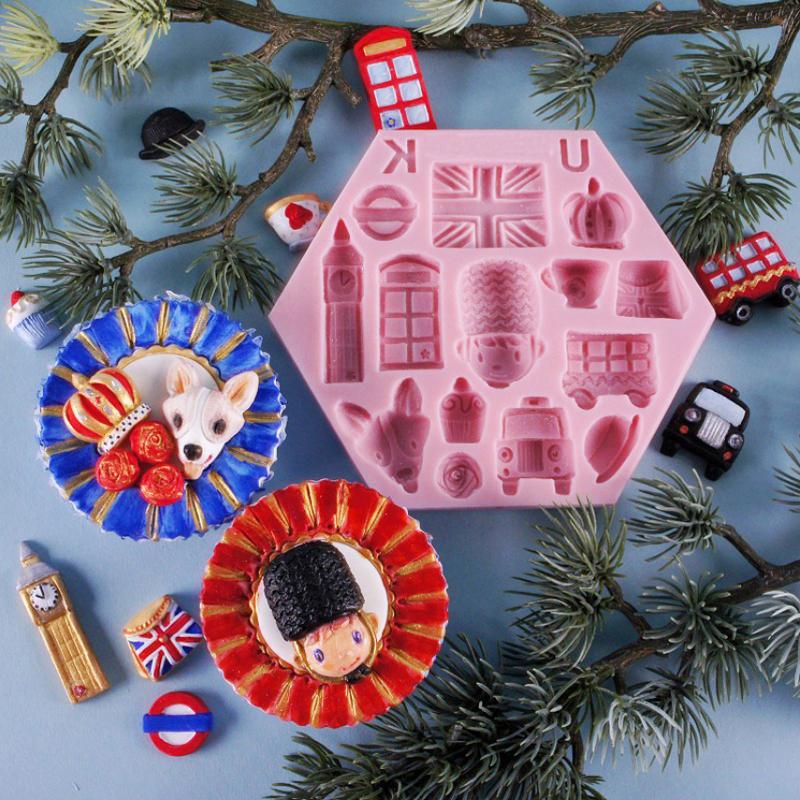 Buy UK Series Big Ben & Hats Silicone Mold Fondant Mould Cake ...