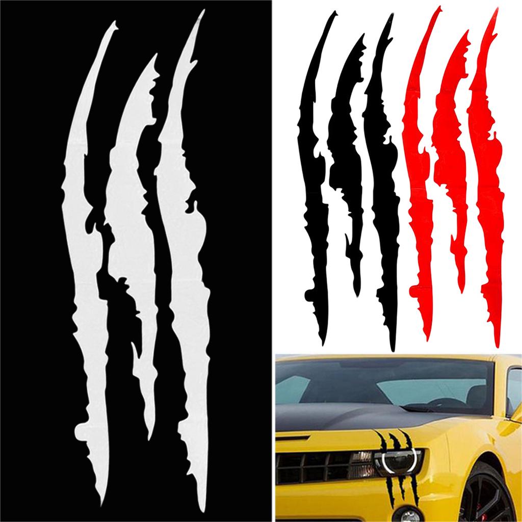 Buy 40cm*12cm Car Reflective Sticker Black/White/Red Scratch Stripe ...