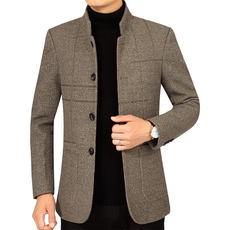 Buy Autumn and Winter Cotton Padded Thickened Men's Wool Coat Stand ...