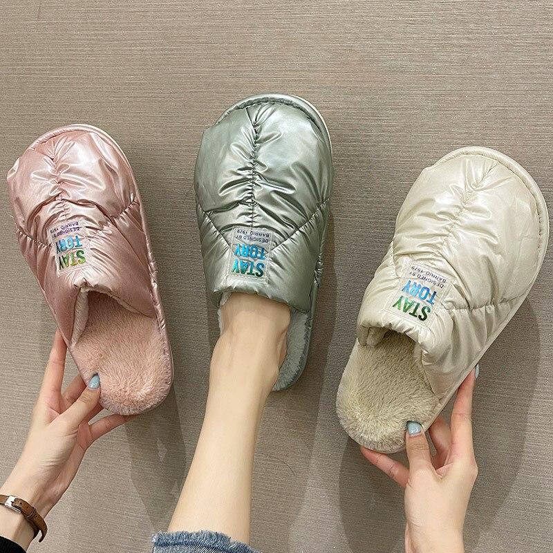Buy Net Red Down Cloth Cotton Slippers Women Autumn And Winter Plush ...