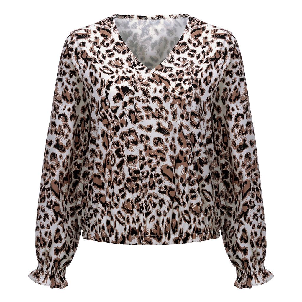 Buy Women Leopard Print Tops Ladies Autumn Loose Slim Long Sleeve ...