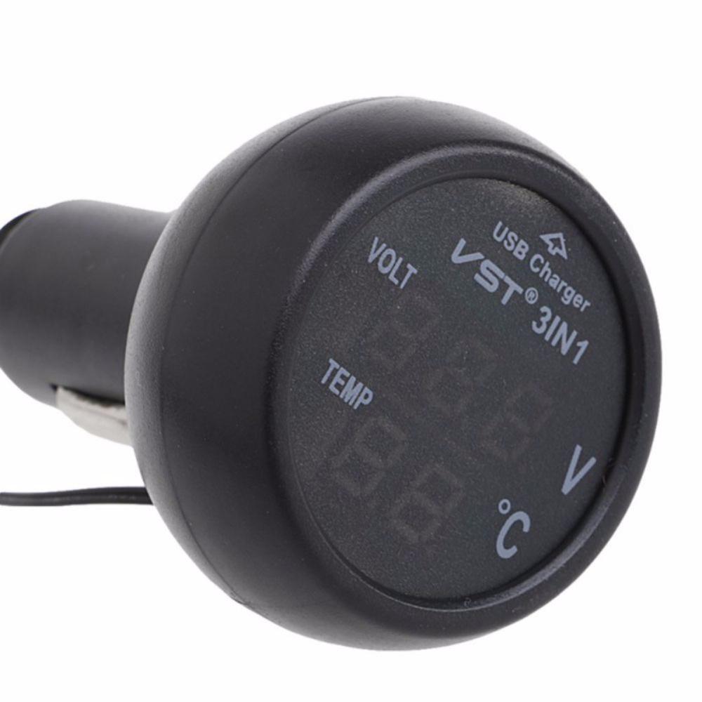 Buy 3 In 1 12/24V Car Auto LED Digital Voltmeter Gauge + Thermometer ...