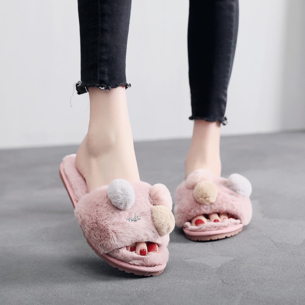 Buy Plush Indoor Slippers Women Cotton Warm Soft Home Shoes Winter Love ...