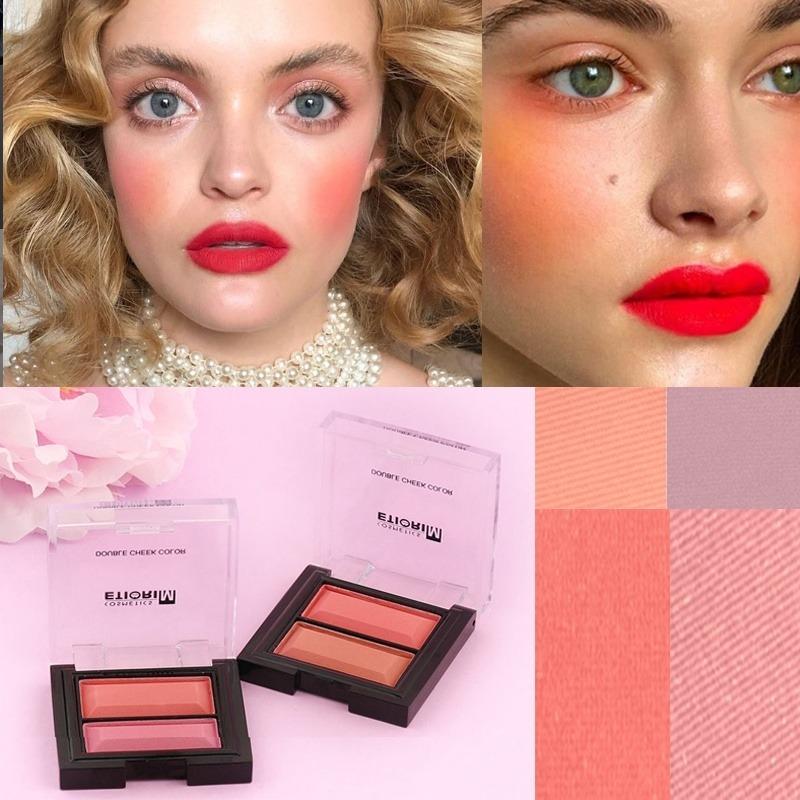 Buy Two-Tone Blush Pressed Powder Decorate Facial Contour Brighten Skin ...