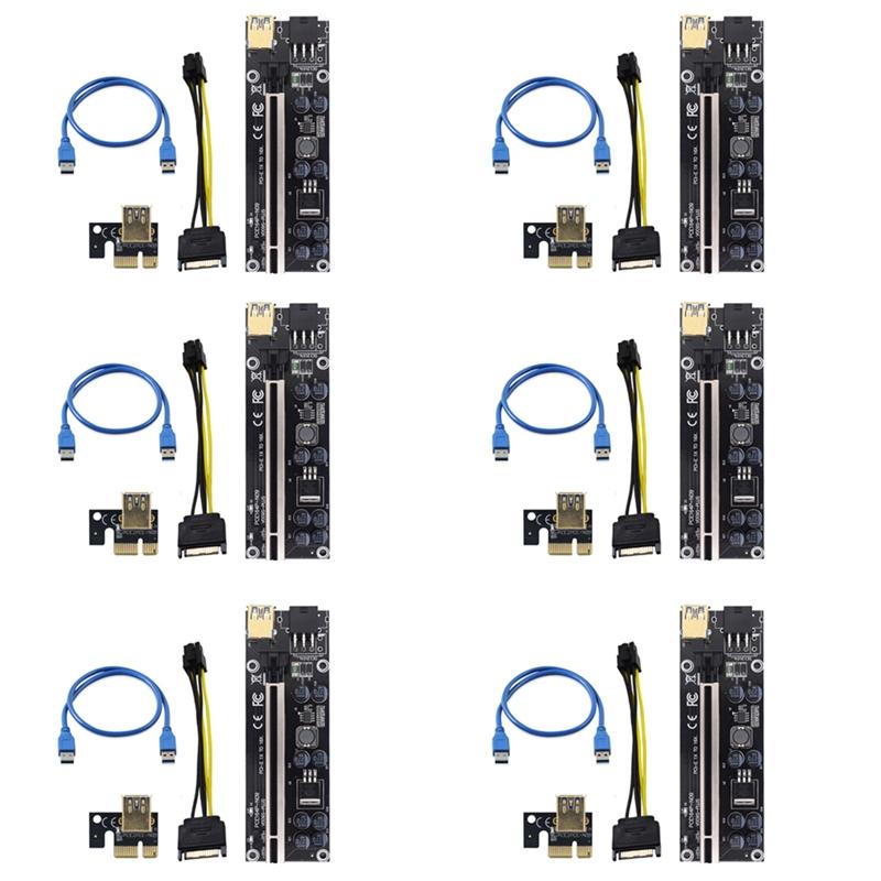 Buy 6Pcs PCI-E Riser 009S Plus Card PCIE PCI E Extender GPU X16 USB 3.0 ...