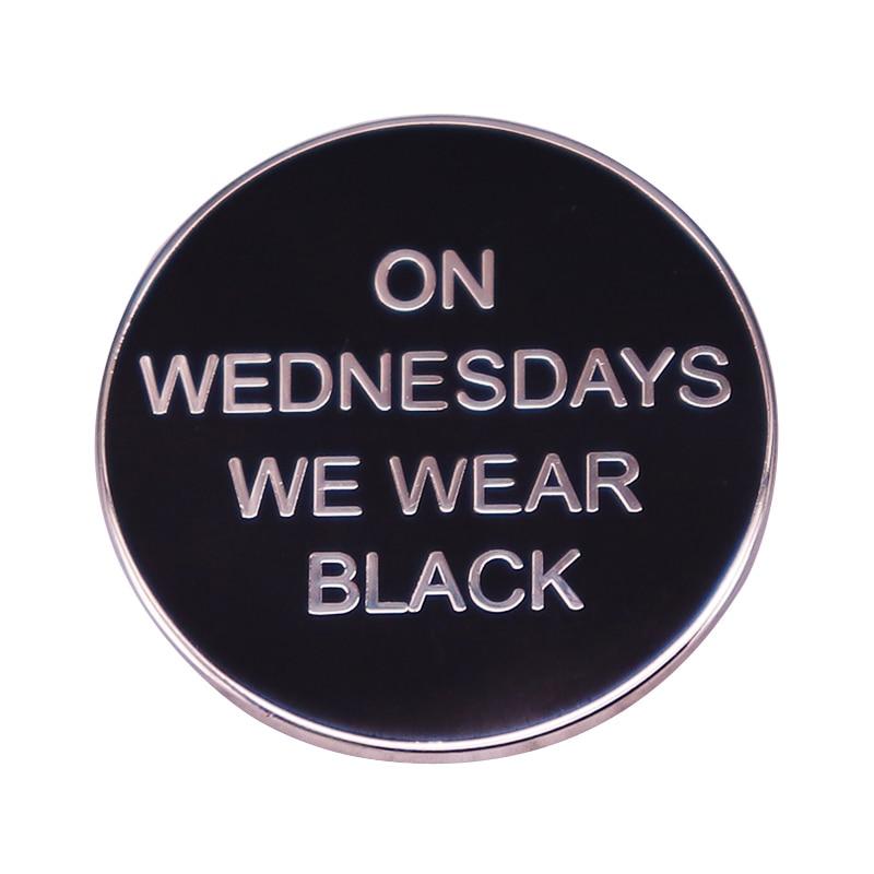 Buy On Wednesdays We Wear Black Enamel Pin Addams Cool Girl Gothic Dark ...