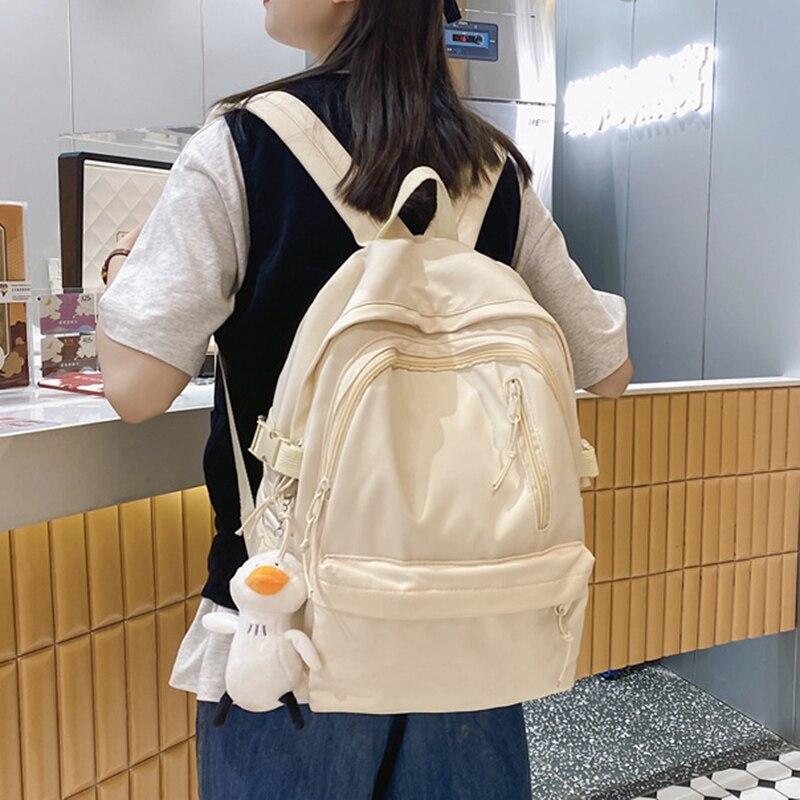 Buy Diehe Simple Solid Color Female Backpack Trend Waterproof Nylon ...