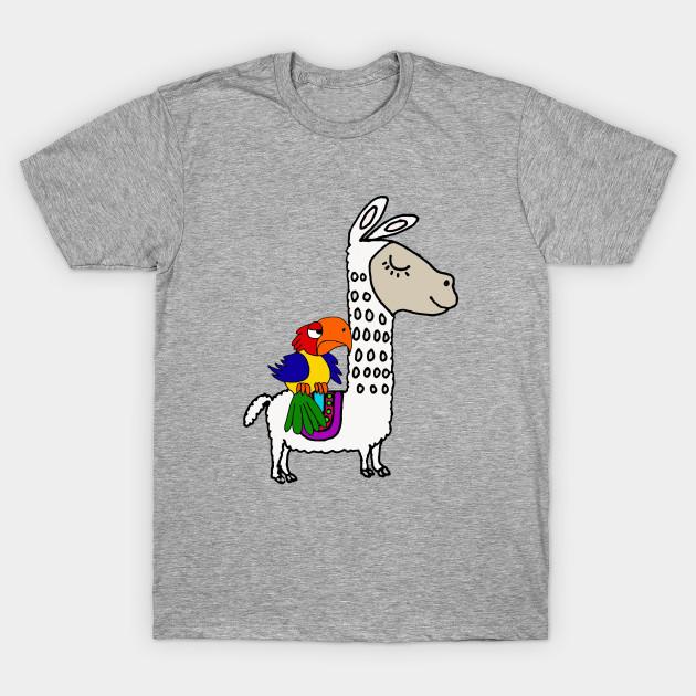 Buy Unisex Fashion TShirt Funny Parrot Bird Riding Llama Cartoon Print ...