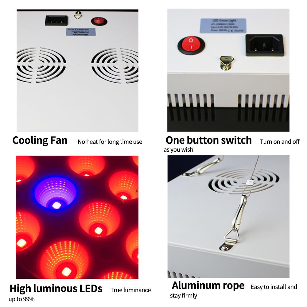 Buy LED Grow Light 65-70W 100Pcs LEDs UV IR Red Blue White Bulb Panel ...
