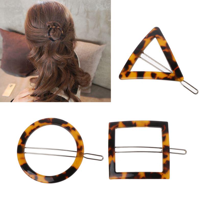 Acrylic Hollow Geometric Triangle Crcle Shape Leopard Print Hairpin ...
