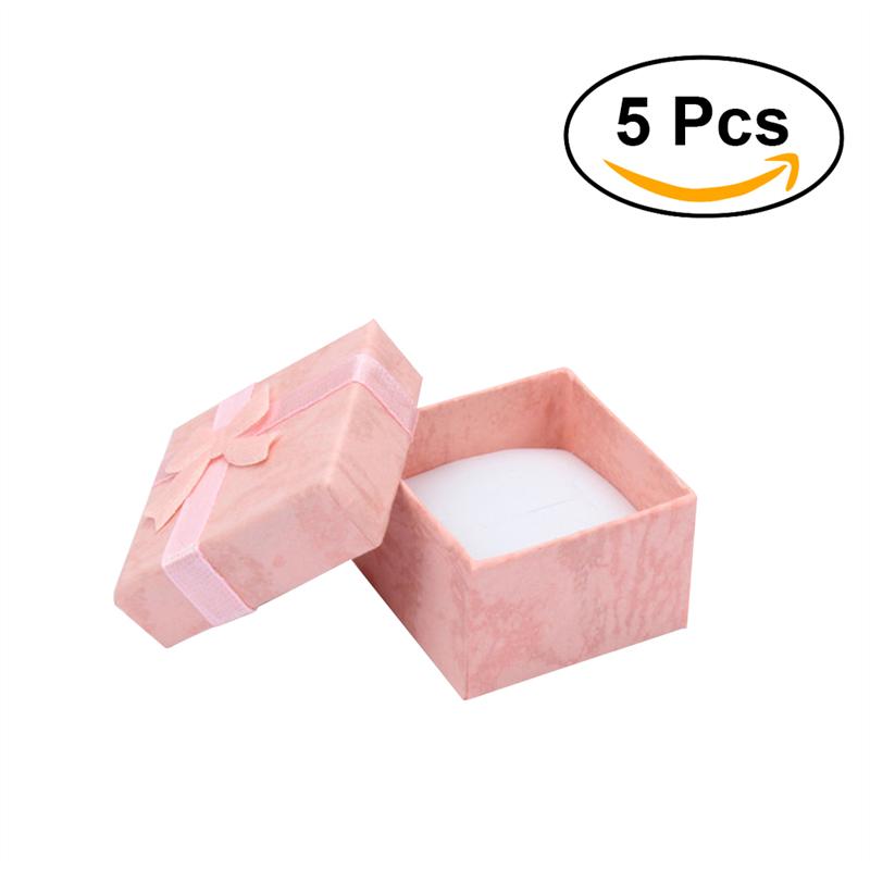 Buy 5pcs Square Small Gift Box with Bowknot Decor for Ring Earrings ...