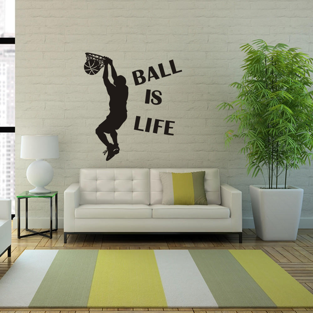 Ball Is Life Sport Playing Basketball Wall Sticker Mural Decor Decal ...