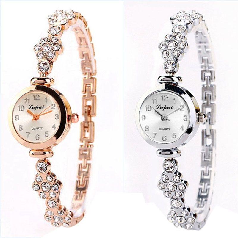 Buy Luxury Fashion Women's Diamond Hollow Bracelet Quartz Wristwatches ...