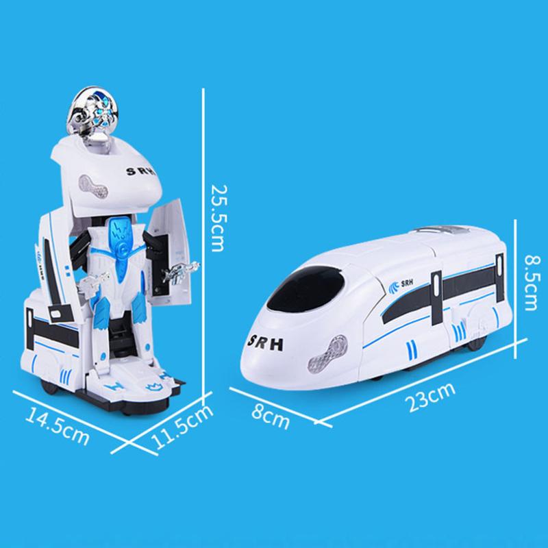 Buy 2 In 1 Electric Deformation Train Robot Musical Light Toy Car Model ...