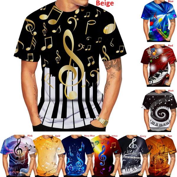 Cheap Men's Spring and Summer Casual Novelty Musical Note Pattern ...