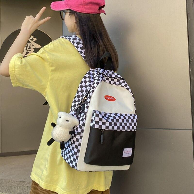 Buy Checkered Girls Backpack Oxford School Bag Girl Cool Student ...