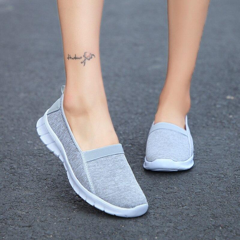 Buy Women Sneakers Without Lace Soft Big Size Breathable Flat Casual ...